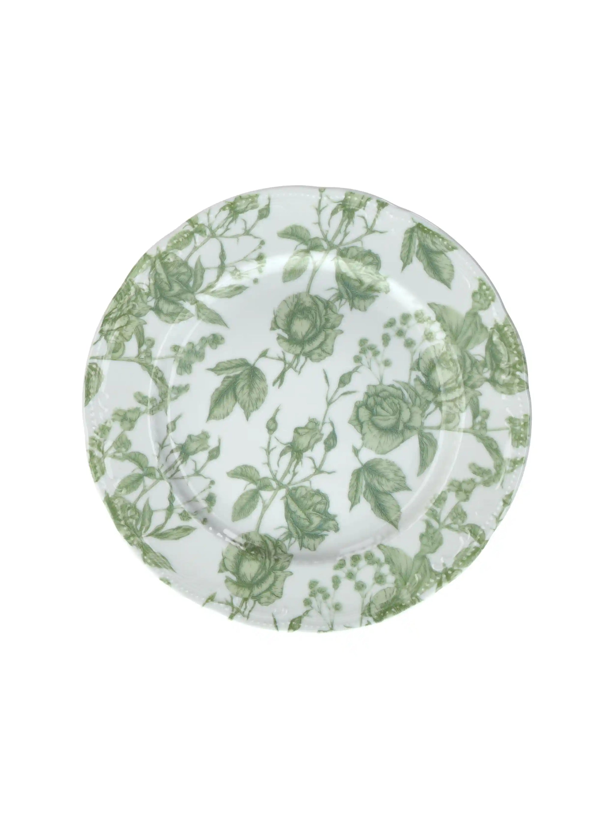 Green Roses Dinner Plates - Set of 2